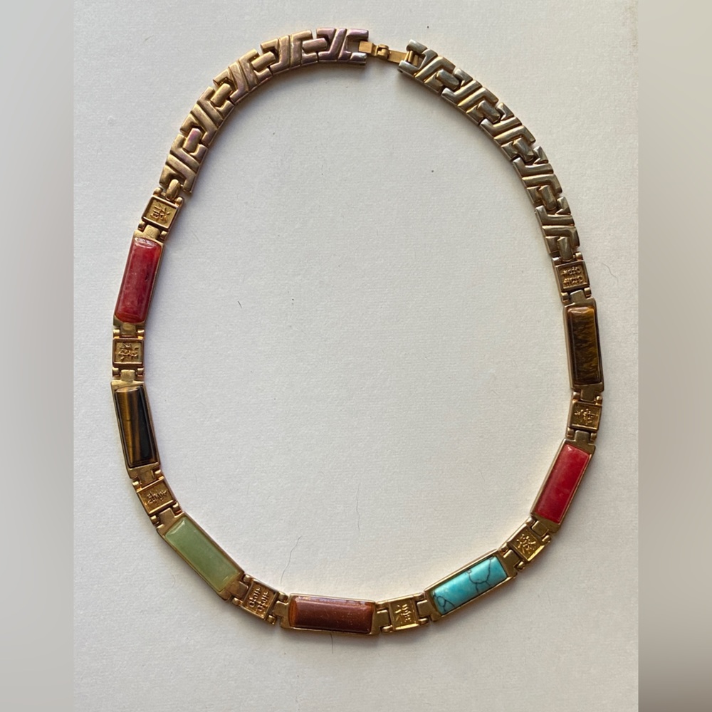 Multi Colored Stone Necklace Vintage - Gem